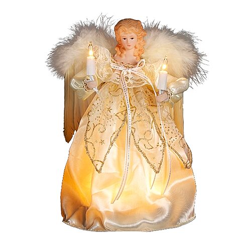 Click here for Kurt Adler 9 Ivory and Gold Angel Lighted Treetopp... prices