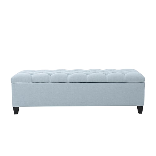 Ottilie Upholstered Tufted Bench  One Size  Blue