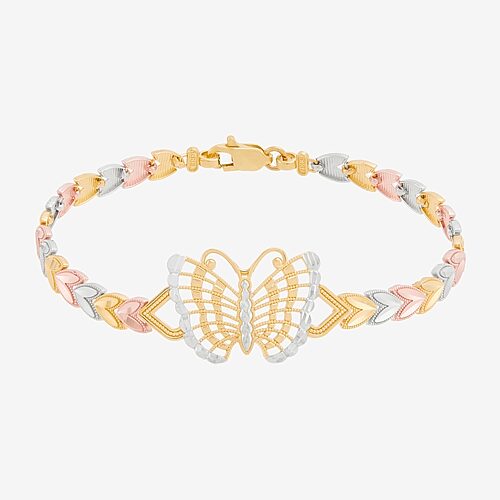 Click here for Womens 14K Tri-Color Gold Solid Butterfly 7.5 Inch... prices