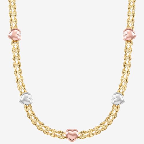 Click here for Womens 10K Tri-Color Gold 18 Inch Rope Chain Neckl... prices