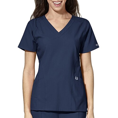 Click here for Wink Womens W123 Stylized V-Neck Scrub Top - Navy prices