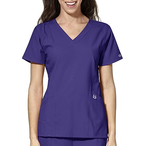 Click here for Wink Womens W123 Stylized V-Neck Scrub Top - Grape prices
