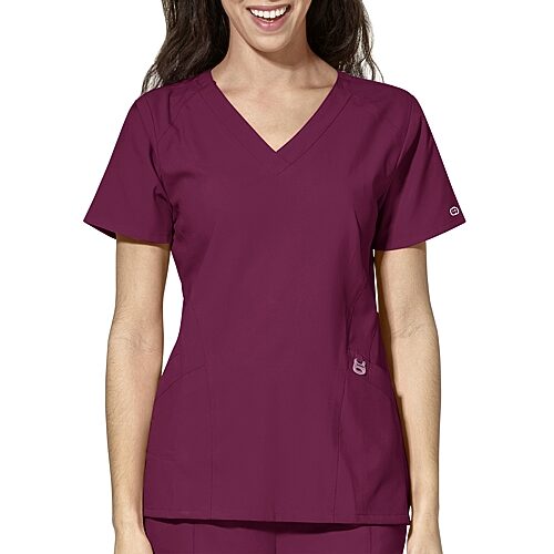 Click here for Wink Womens W123 Stylized V-Neck Scrub Top - Wine prices