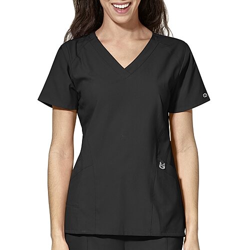 Click here for Wink Womens W123 Stylized V-Neck Scrub Top - Black prices