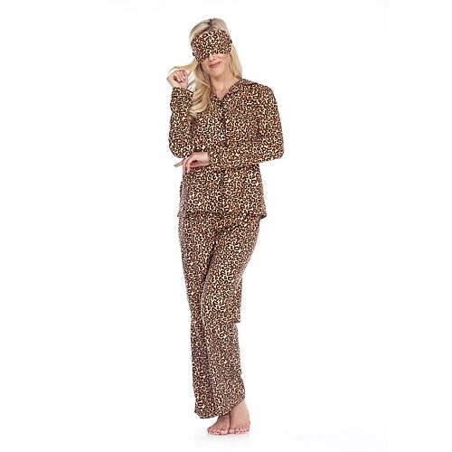 Click here for Womens White Mark 3 pc. Brown Cheetah Pajama Set prices