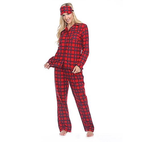 Click here for Womens White Mark 3 pc. Red Plaid Pajama Set prices