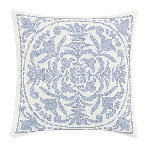 Laura Ashley Mila Embroidered Medallion Decorative Pillow  18 x 18 - Blue