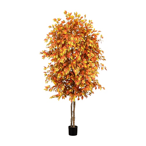 Click here for Nearly Natural 8 Orange Autumn Ficus Indoor Artifi... prices
