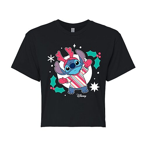 Click here for Stitch Holly Cropped Tee Womens Juniors Crew Neck... prices