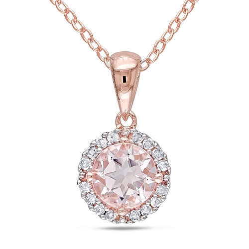 Click here for Womens 1/10 CT. T.W. Genuine Pink Morganite 18K Ro... prices