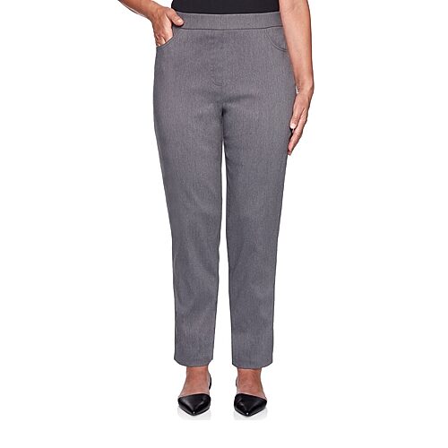 Alfred Dunner Classics Womens Allure Stretch Pant  12 Petite  Gray