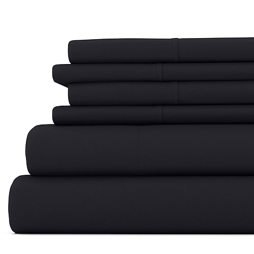 ienjoy Home Solids in Style 6-Pc. Sheet Set  California King - Black