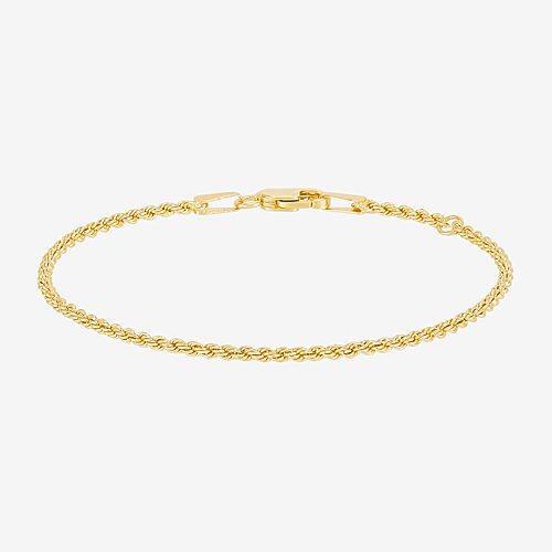 Click here for 14K Gold 5 1/2 Inch Hollow Rope Chain Bracelet  On... prices