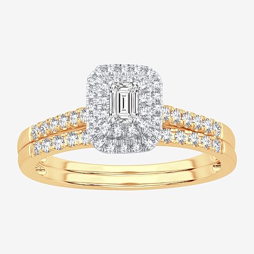 Click here for 1/2 CT.T.W. Natural Diamond Side Stone Halo Bridal... prices