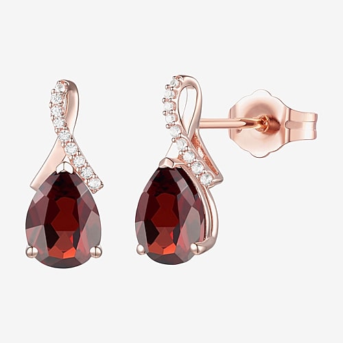 Click here for Womens Genuine Red Garnet 14K Rose Gold Over Silve... prices