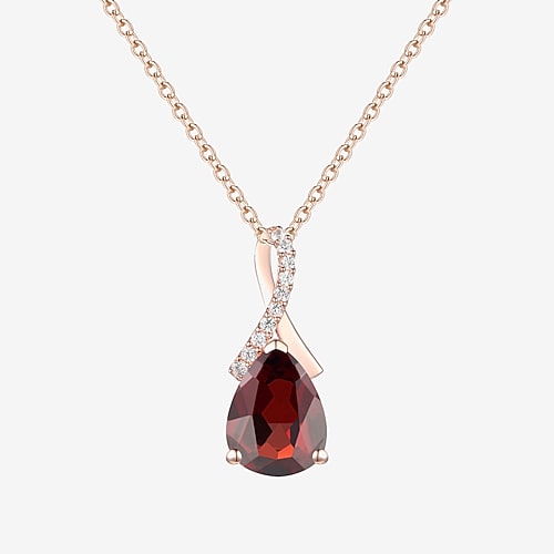 Click here for Womens Genuine Red Garnet 14K Rose Gold Over Silve... prices