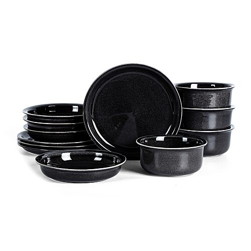 Stone Lain Slate 12-Pc. Dinnerware Set  Service For 4 - Black