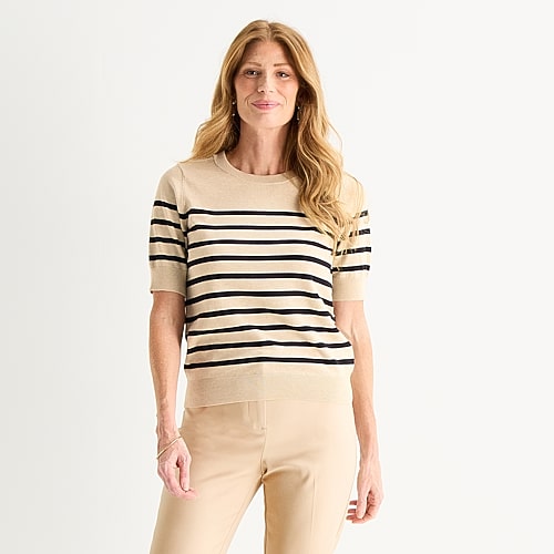 Click here for Liz Claiborne Womens Crew Neck Short Sleeve Stripe... prices