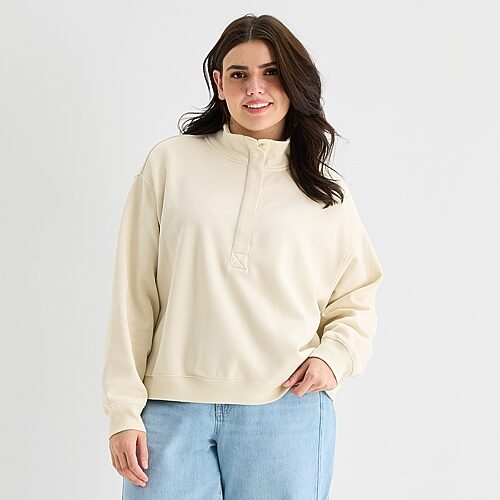 Click here for a.n.a Womens Plus Henley Neck Long Sleeve Sweatshi... prices