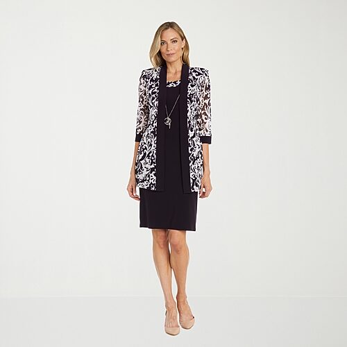 Click here for R & M Richards Womens Jacket Dress With Removable... prices