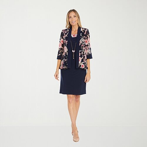 Click here for R & M Richards Womens Floral Jacket Dress With Rem... prices
