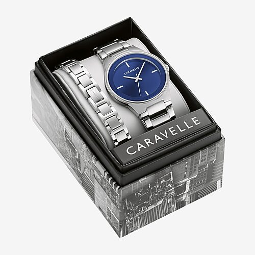 Click here for Caravelle Designed By Bulova Mens Silver Tone Stai... prices
