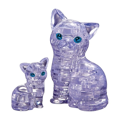 BePuzzled 3D Crystal Puzzle - Cat with Kitten: 49Pcs  One Size  Multiple Colors
