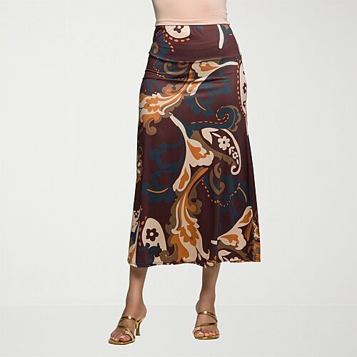 Click here for Womens 24/7 Comfort Apparel Brown Print Elastic Wa... prices