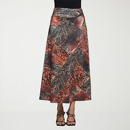 Click here for Womens 24/7 Comfort Apparel Brown Animal Patchwork... prices