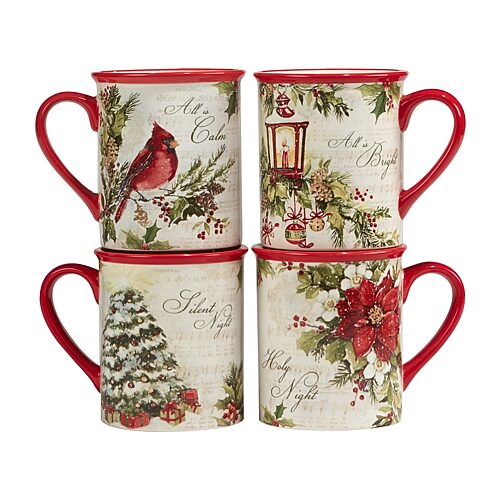Certified International Silent Night 4-pc. Coffee Mug  One Size  White