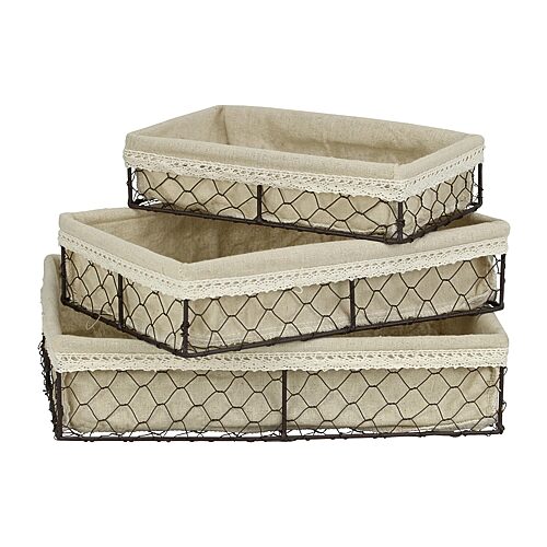 Click here for Cheungs Set Of 3 Lined Rectangular Wire Tray  One... prices