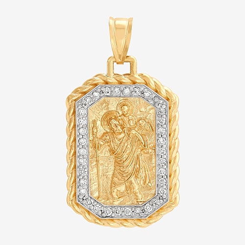 Click here for St. Christopher Mens White Cubic Zirconia 10K Gold... prices