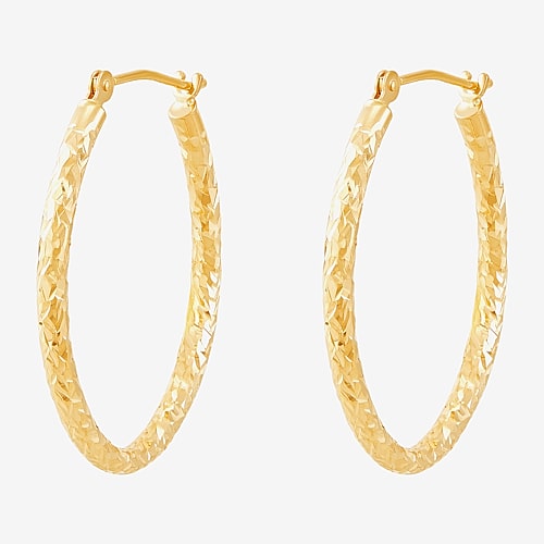Click here for 14K Gold 25mm Oval Hoop Earrings  One Size prices