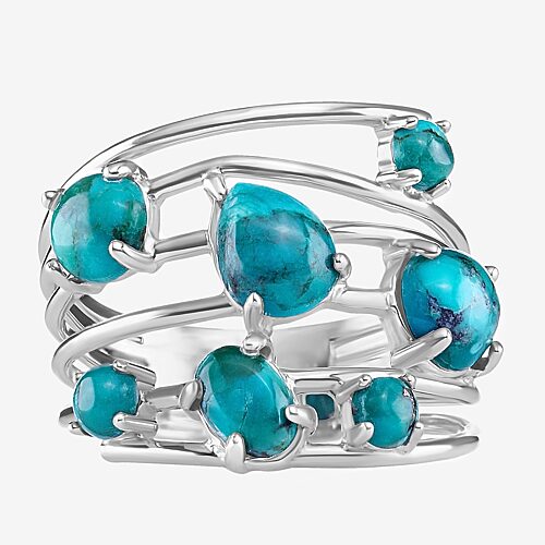 Click here for Womens Enhanced Blue Turquoise Sterling Silver Rou... prices