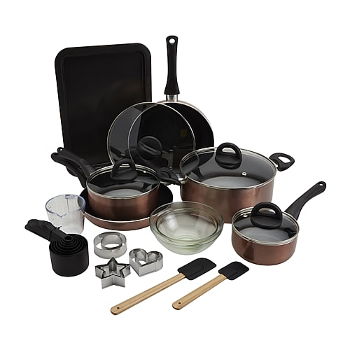 Basic Essentials 29-Pc. Nonstick Aluminum Cookware & Bakeware Set - Copper