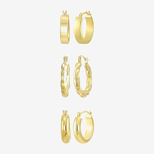 Click here for Womens 10K Gold 3 Pair Earring Set  One Size  Yell... prices