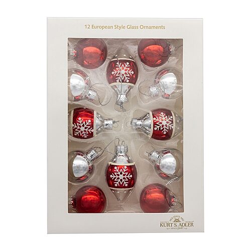 Click here for Kurt Adler 35mm Glass Red And Silver With Snowflak... prices