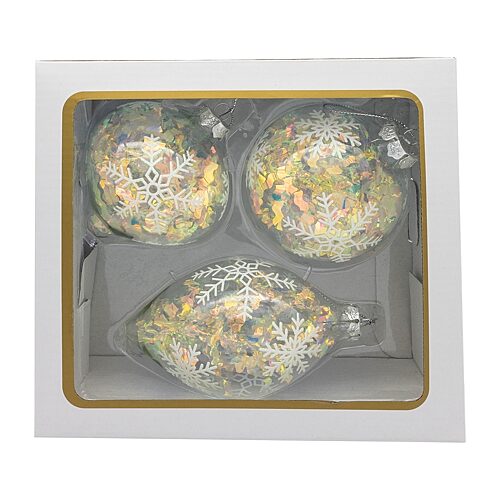 Click here for Kurt Adler 90mm Glass Iridescent Snowflake Ball Fi... prices
