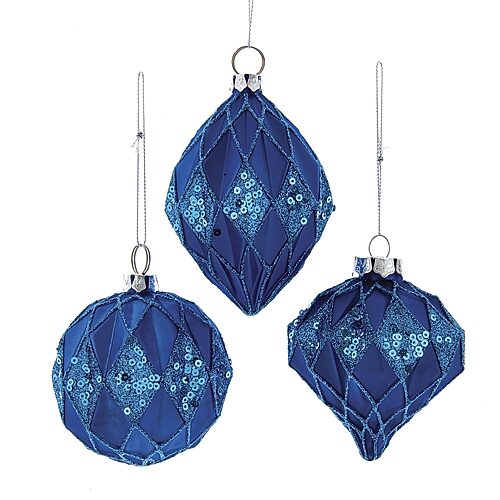 Click here for Kurt Adler 80MM Glittered Sequin Blue Ball Finial... prices