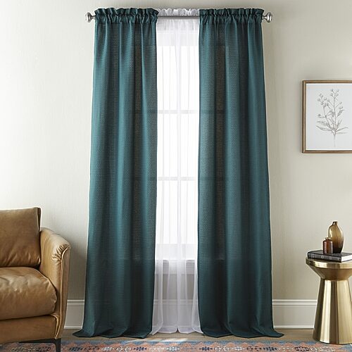 Stratford Park Erin Rod Pocket Light-Filtering Set of 4 Curtain Panel  One Size  Green