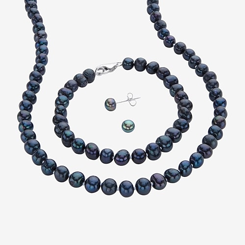 Click here for Womens Black Cultured Freshwater Pearl Sterling Si... prices