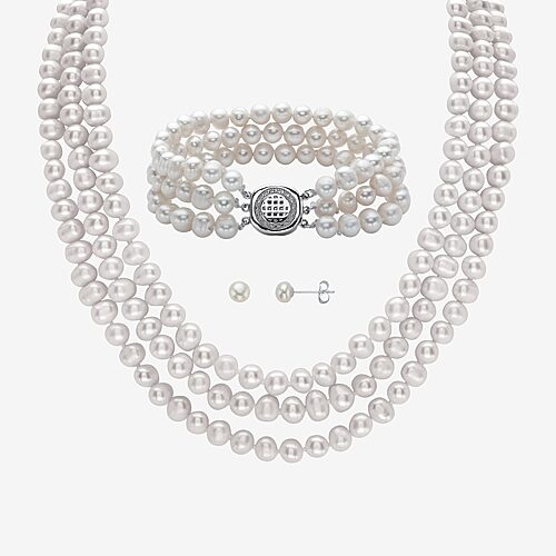 Click here for Womens White Cultured Freshwater Pearl Sterling Si... prices