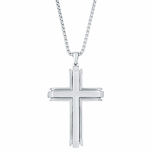 Click here for Mens Stainless Steel Cross 24 Inch Pendant Necklac... prices