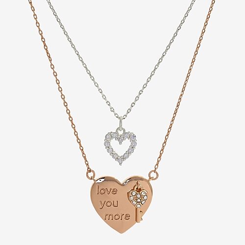 Sparkle Allure You & Me 2-pc. Cubic Zirconia 14K Gold Over Brass Pure 16 Inch Link Heart Necklace Set  One Size