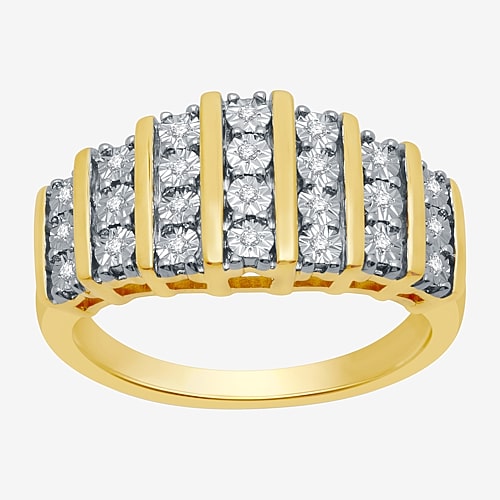 Click here for 1/10 CT.T.W. Natural Diamond 7-Row 14K Gold Over S... prices