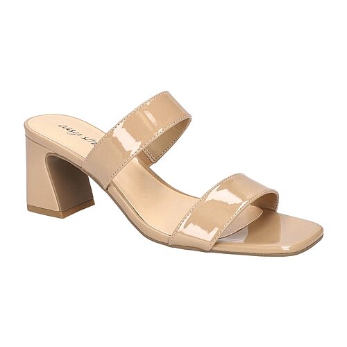 Easy Street Womens Clovelle Slip-On Block Heel Sandals - Nude Patent