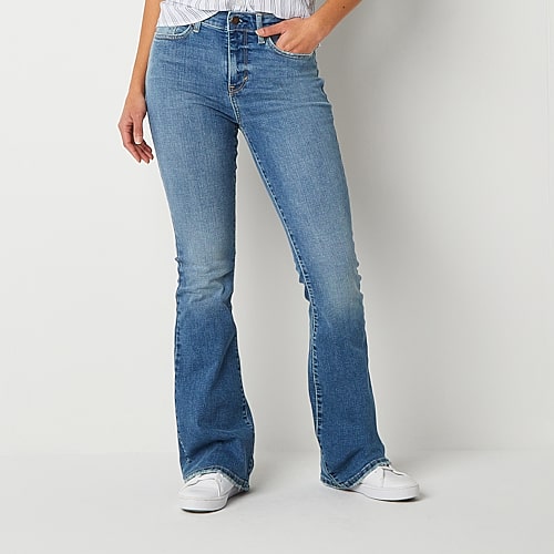 A.N.A Womens High Rise Flare Leg Jean  10 Short  Blue