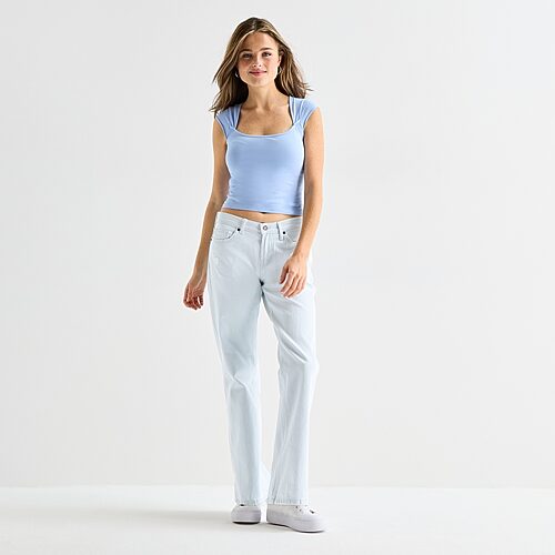 Click here for Arizona Striped Womens Juniors Low Rise Straight L... prices