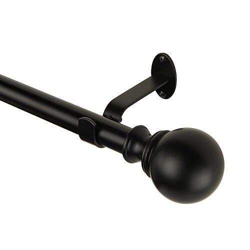 Cordelia Adjustable 28-48 Curtain Rod with Ball Finials - Black