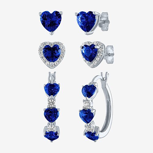 Click here for Gemstone Sterling Silver Heart 3 Pair Earring Set... prices